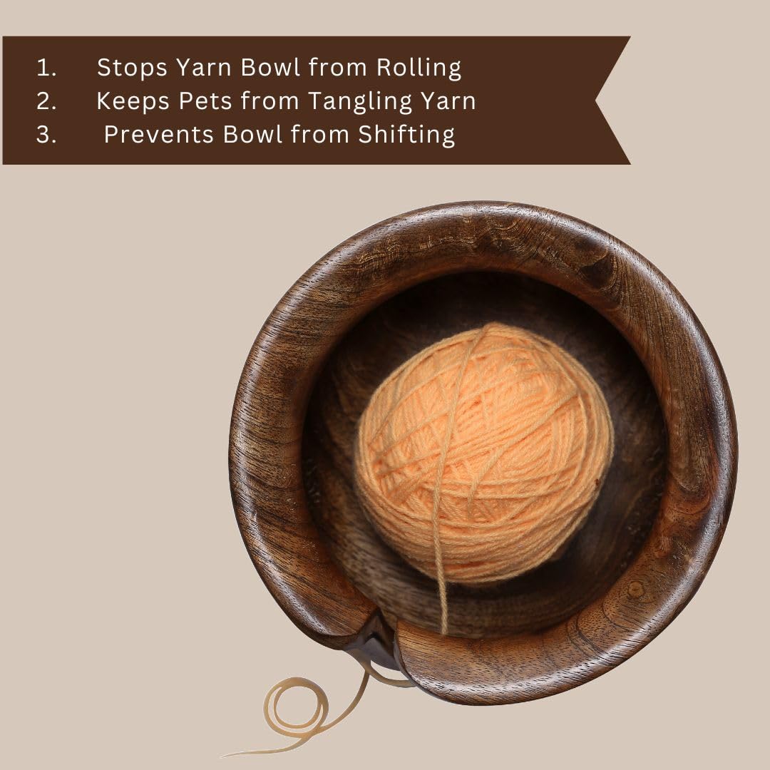 Handmade Wooden Yarn Holder β Large (7x4) Pot Shape Yarn Storage Bowl for Crocheting β Crochet Yarn Bowl Large - Crafting Gift for Knitters & Crocheters