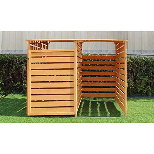Hanover Outdoor 4.9 ft. x 4 ft. Wooden Trash Bin and Recyclables Storage Shed