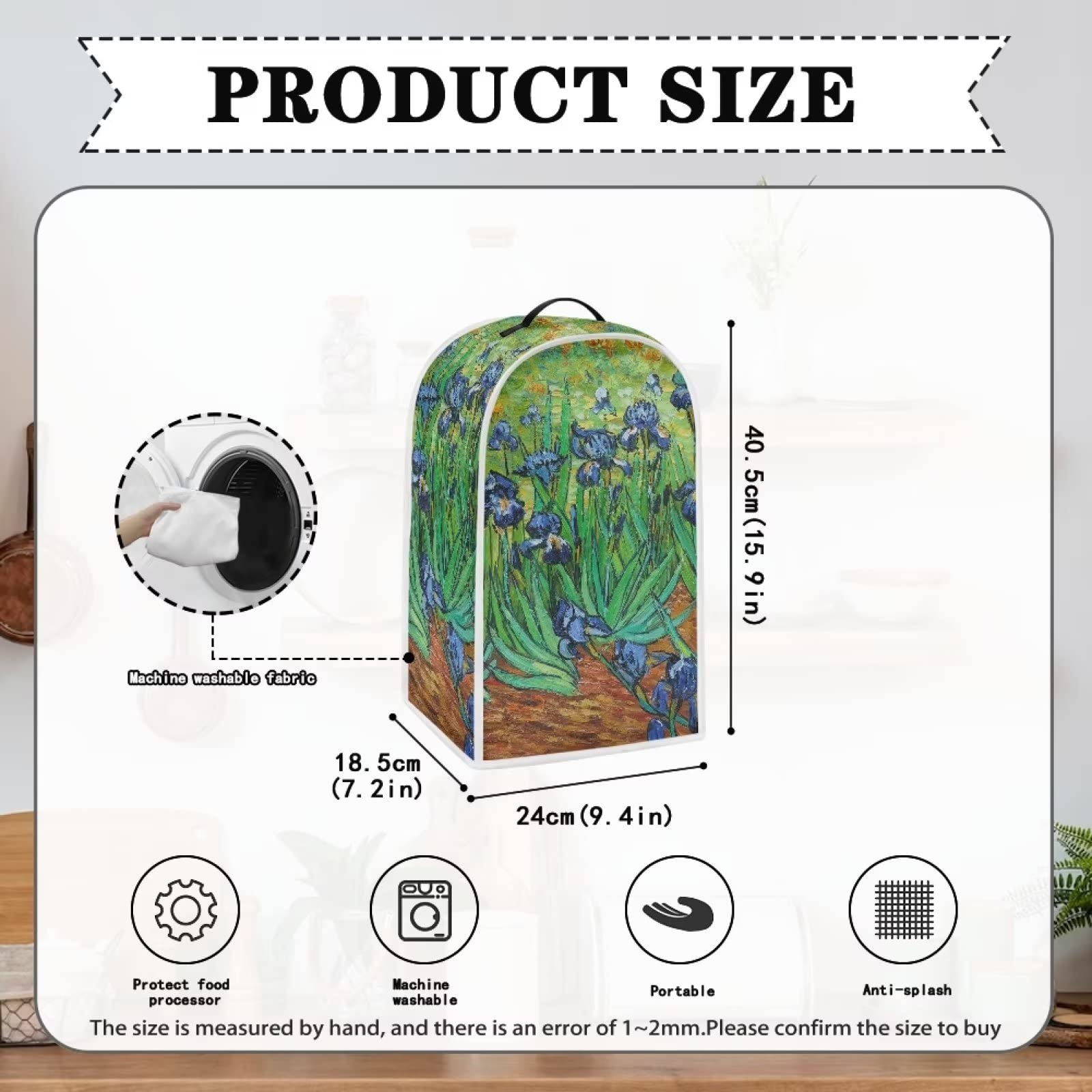 DISNIMO Irise Van Gogh Blender Dust Cover, Stand Mixer or Coffee Maker Appliance Cover, Anti Fingerprint Polyester Dust Proof Stain Resistant Blender Cover for Home Kitchen