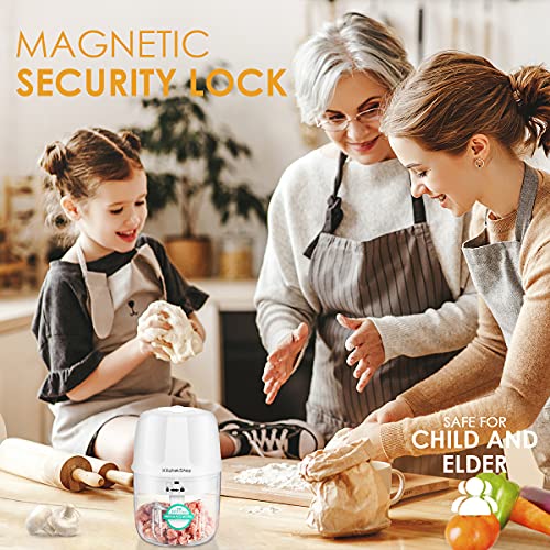 Electric Garlic Chopper, Portable Cordless Mini Food Processor, Rechargeable Vegetable Chopper Blender for Nuts Chili Onion Minced Meat Baby Food and Spices(White)