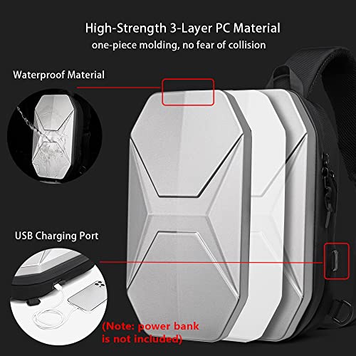 OZUKO Waterproof Sling Backpack Hard Shell Crossbody Shoulder Bag Casual Chest Bag Rucksack, One Strap Travel Sling Bag for Men Women (Black1)