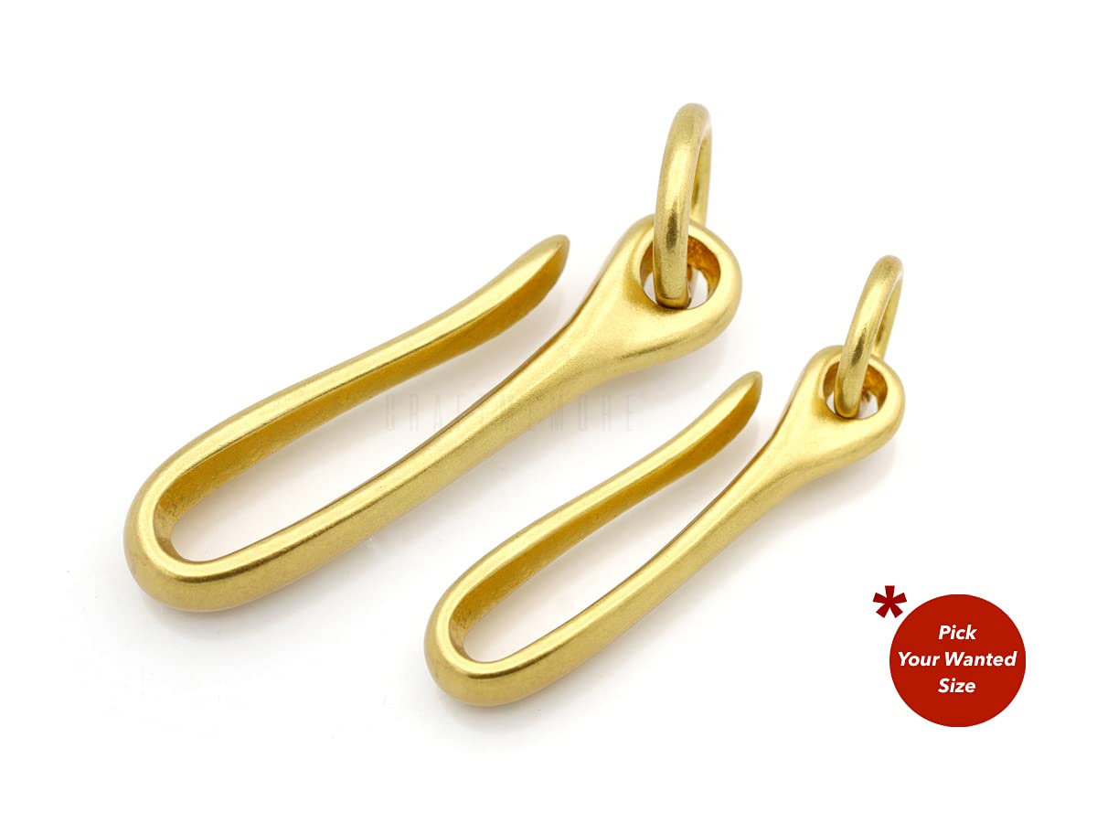 CRAFTMEMORE 1pc Fish Hook Key Chain Solid Brass Japanese Fish Hook Keyring Wallet Holder Belt Clip (2 1/4" (58mm))
