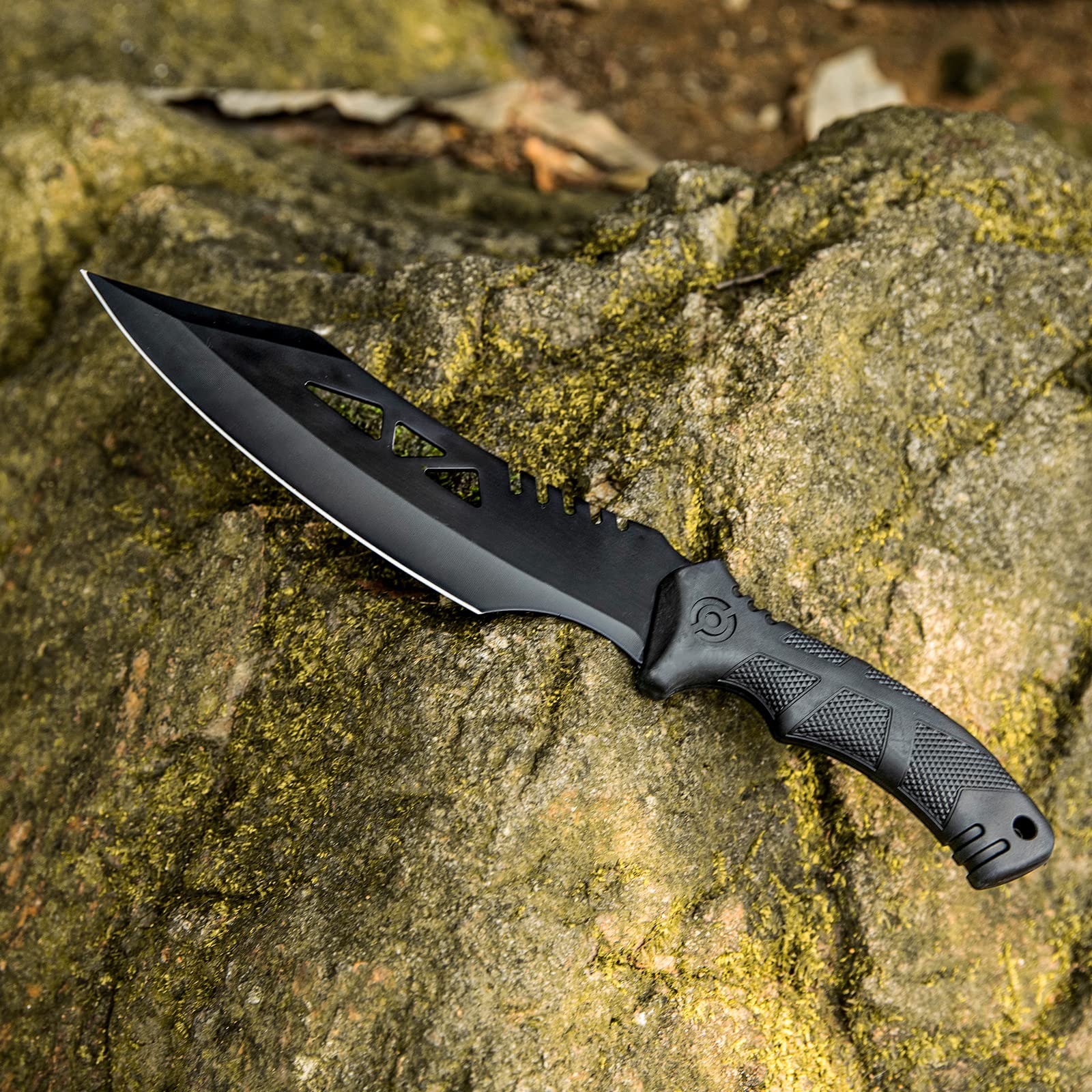 Dispatch Tactical Bowie Survival Hunting Rambo Bushcraft Knife with Protective Sheath Military Combat Fixed Blade, with Non-Slip Handle, for Camping, Hunting, and Adventure, 15" Closed