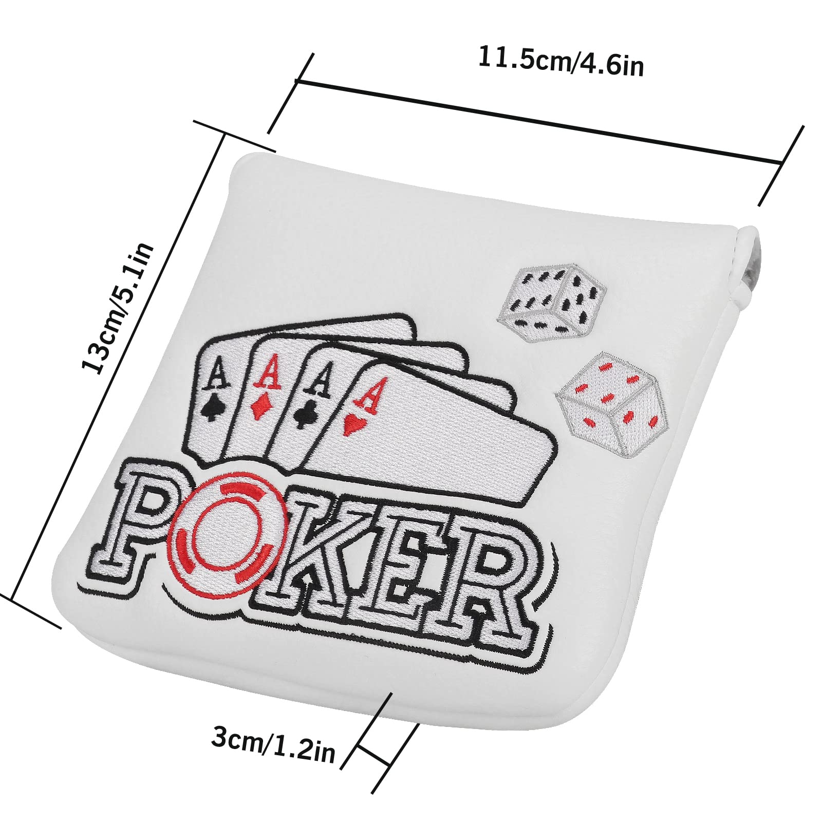 Craftsman Golf 4 Aces Poker and Chips White Magnetic Mallet Putter Head Cover for Taylormade Spider GT SPLITBACK Putter etc.