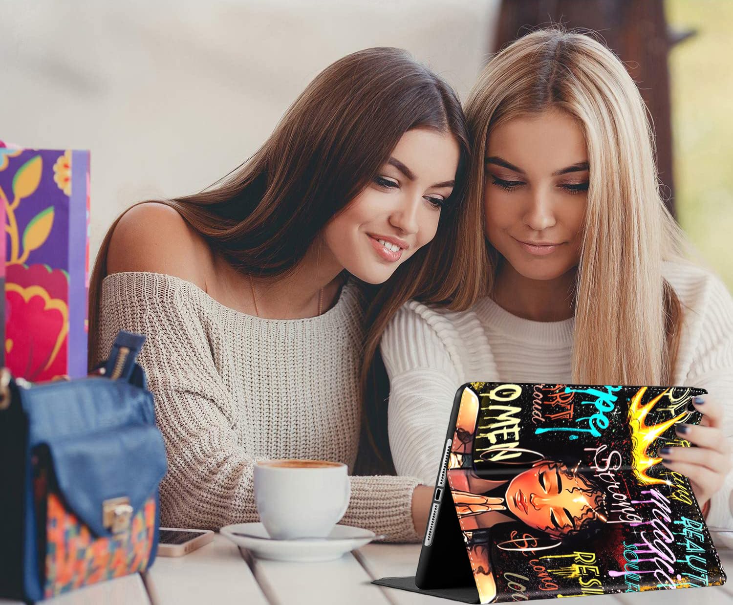 Case for iPad Pro 11 Inch 4th/3rd/2nd/1st Generation 2022/2021/2020/2018, Multi-Angle Smart Stand Cover Auto Sleep/Wake Fit iPad Air 4/5,African American Women Graffiti Afro Black Girl with Crown