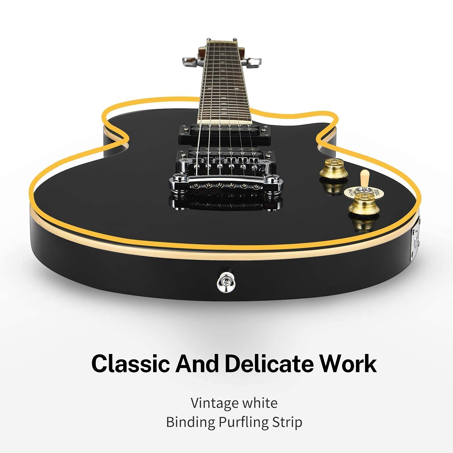 Donner DLP-124B LP Electric Guitar & 10W Guitar Amplifier, Electric Bass Guitar Amp Protable with APP Effector Input for Recording,Acoustic Guitar Combo Practice Amp Protable M-10 with Distortion Tone