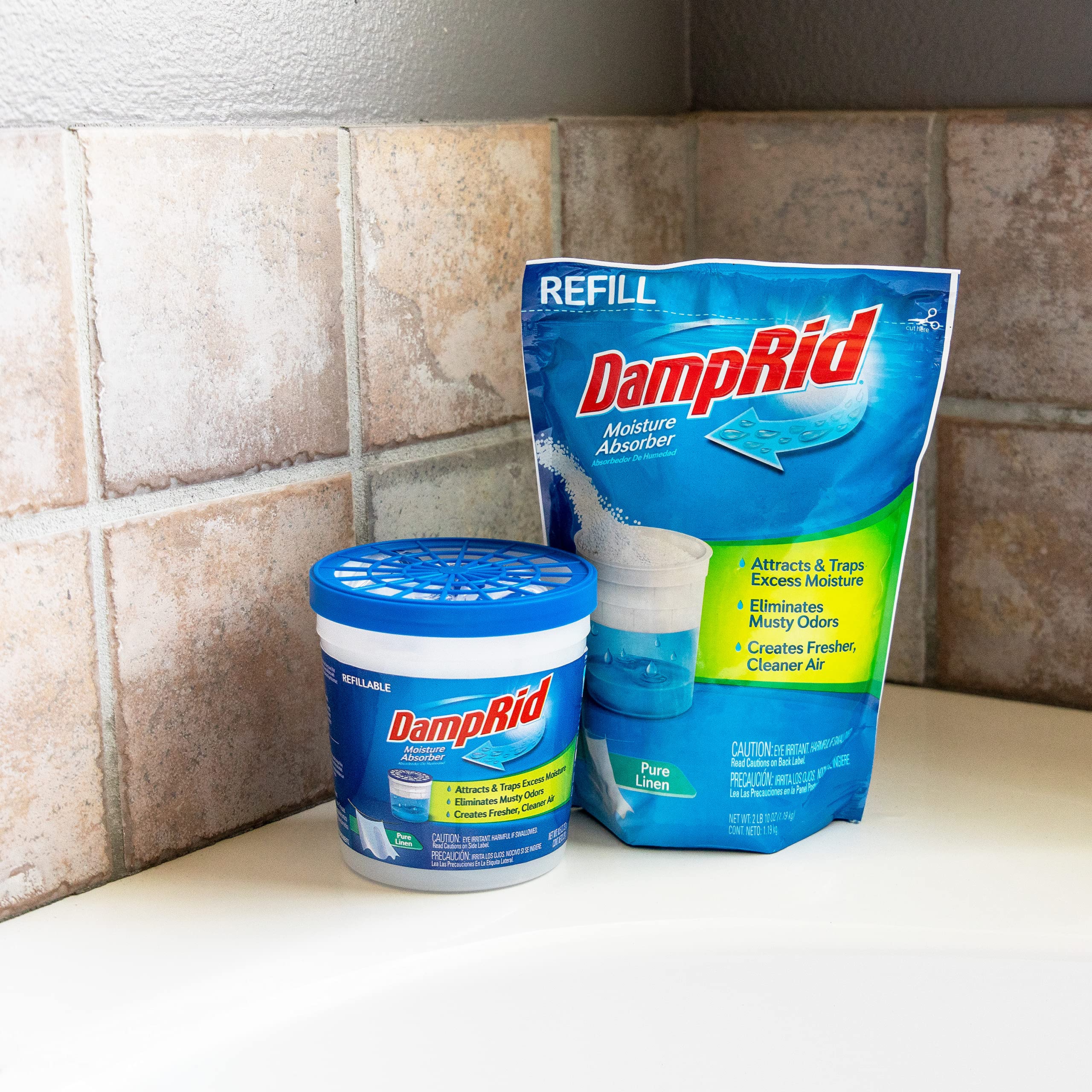 DampRid Pure Linen Refillable Moisture Absorber - 10.5oz cup – Traps Moisture for Fresher, Cleaner Air