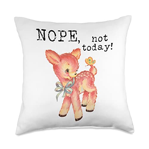 Pink Sky Kitsch Kawaii, Funny Deer, Kitsch, Retro Christmas Throw Pillow, 18x18, Multicolor