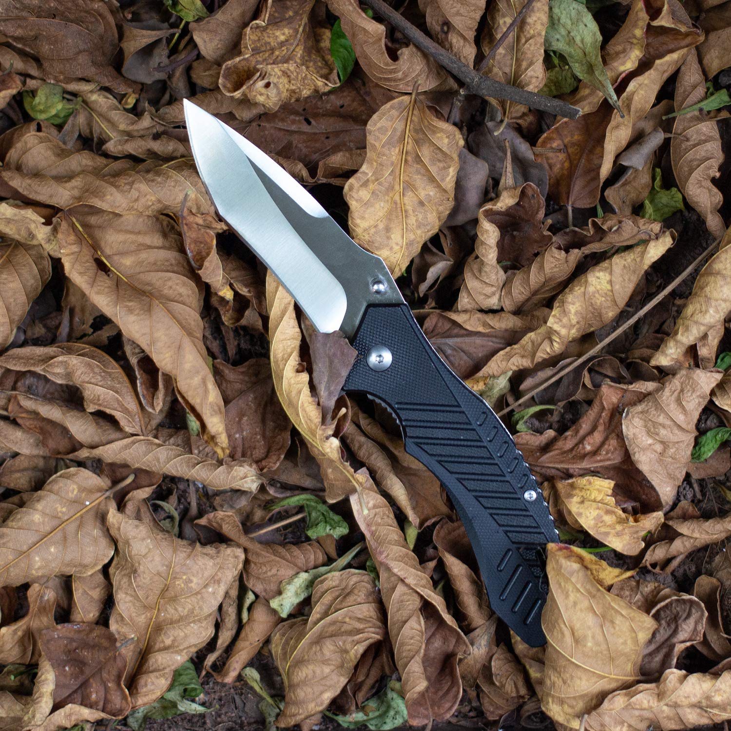 EDC Folding Pocket Knife, Tactial Hunting Knife with GF Handle and Hanging Hole, Outdoor Hunting Camping Acessories with Pocket Clip