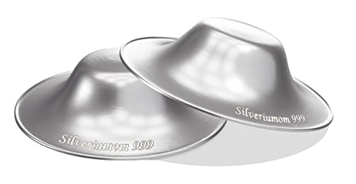 Silveriumom The Original Silver Nursing Cups - Nipple Shields for Nursing Newborn - 100% Pure Silver 999 Silver and Handmade - Nipple Covers Breastfeeding