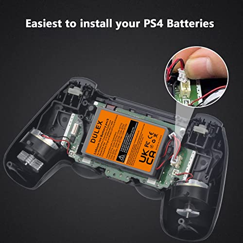 DULEX 3.7V 2000mAh LIP1522 Replacement Battery with Big and Small Plug for Playstation 4 PS4 Dualshock 4 Wireless DX-PS4 0