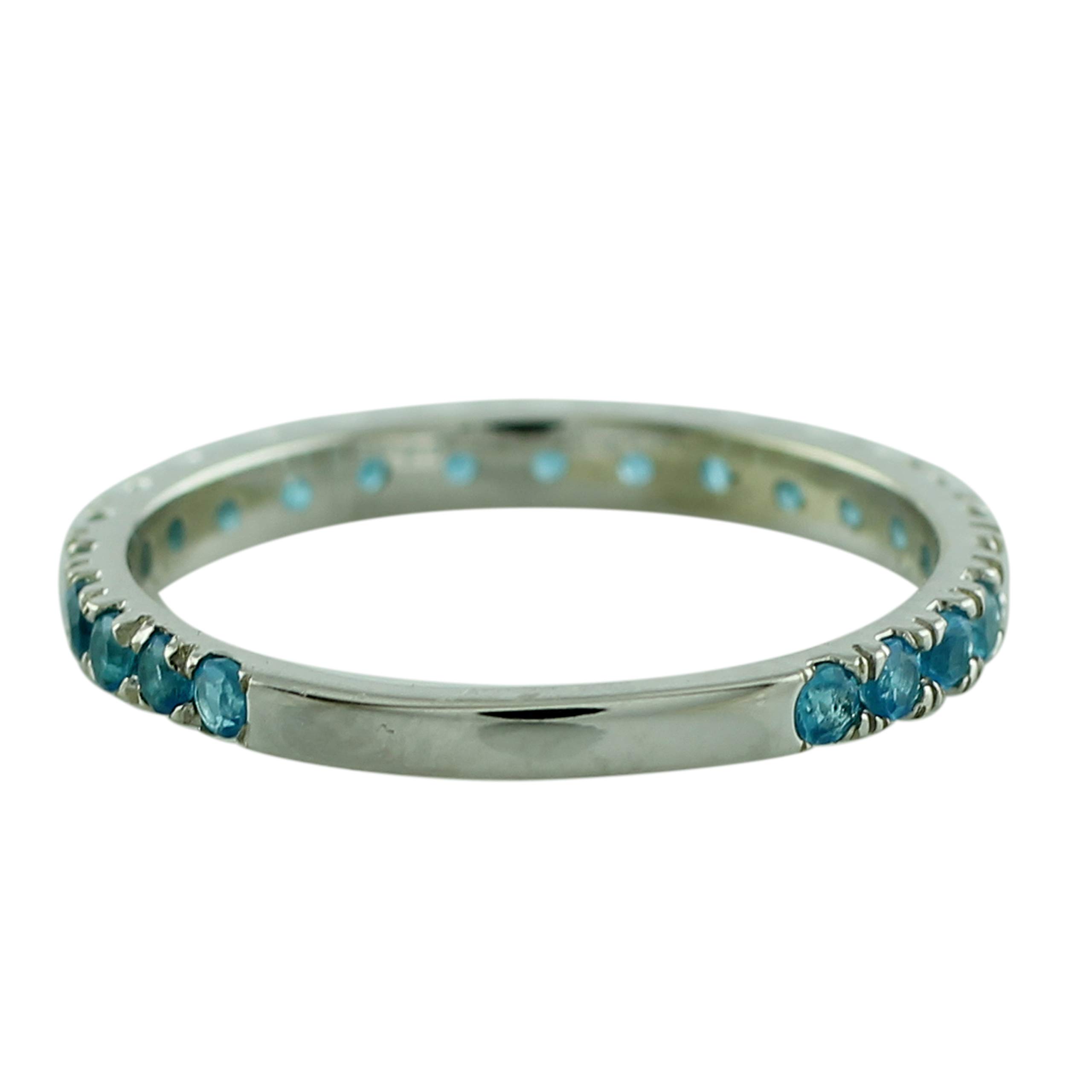 CARILLON Neon Apatite Round Shape 1.7MM Natural Non-Treated Gemstone 10K White Gold Ring Gift Jewelry for Women & Men