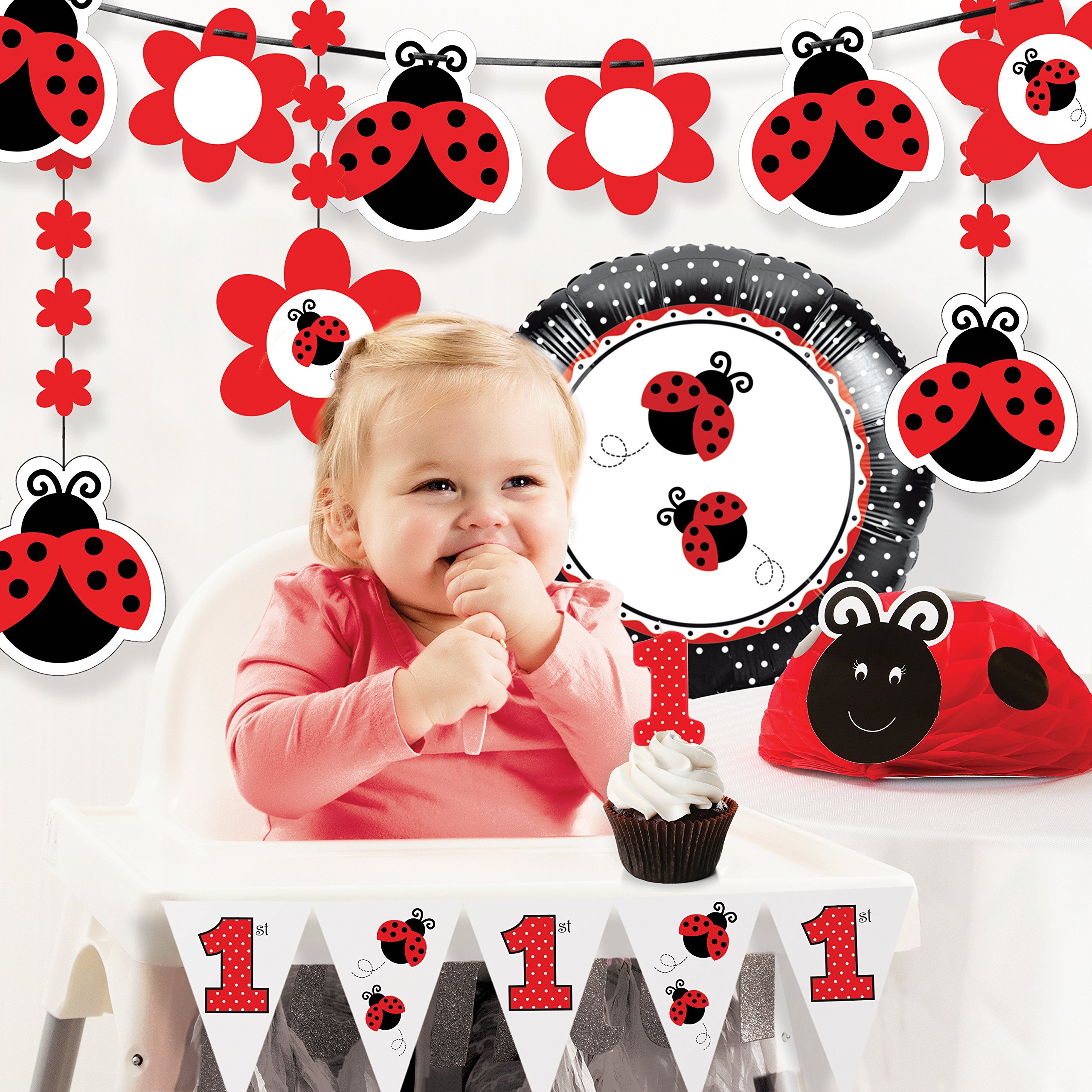 Creative Converting Ladybug Fancy 1st Birthday Party Decorations Kit