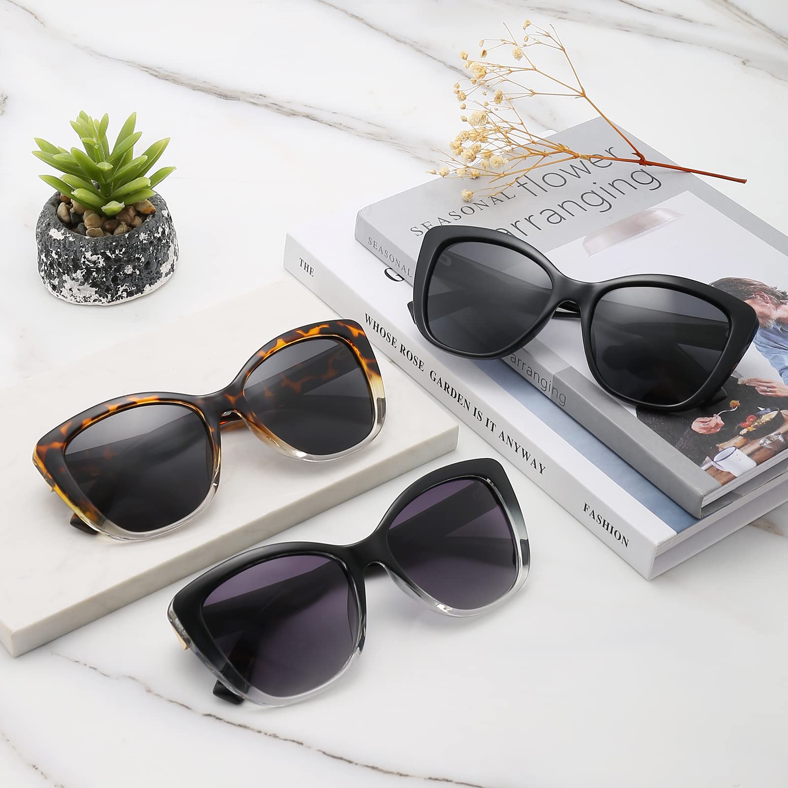 Dollger Polarized Cat Eye Sunglasses for Women Trendy Retro Design Women Black Sunglasses Polarized UV400 Protection