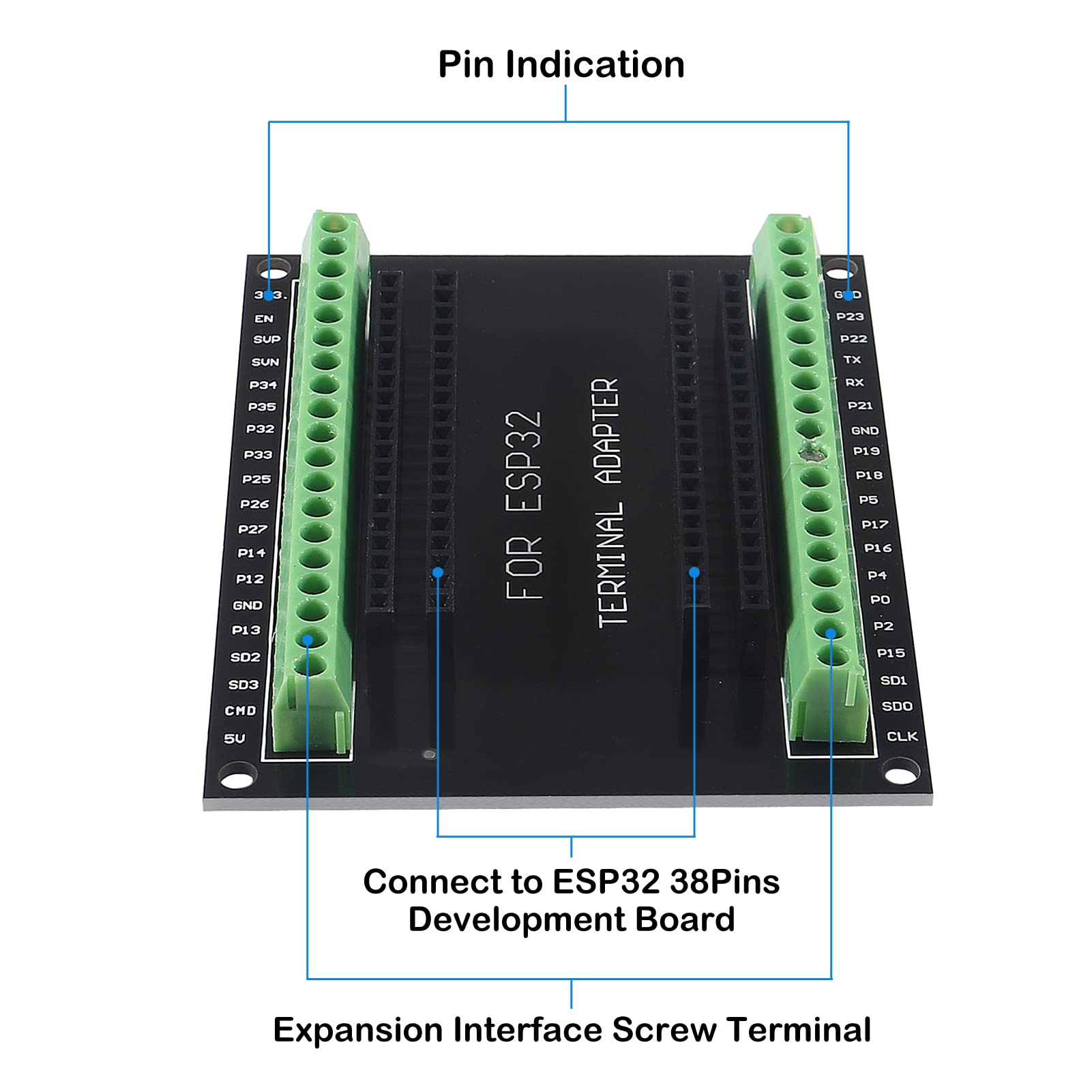 Diitao 4PCS ESP32 Breakout Board, GPIO 1 into 2 for 38PIN Narrow Version ESP32 ESP-WROOM-32 Microcontroller Development Board(ESP32 Breakout Board), Black