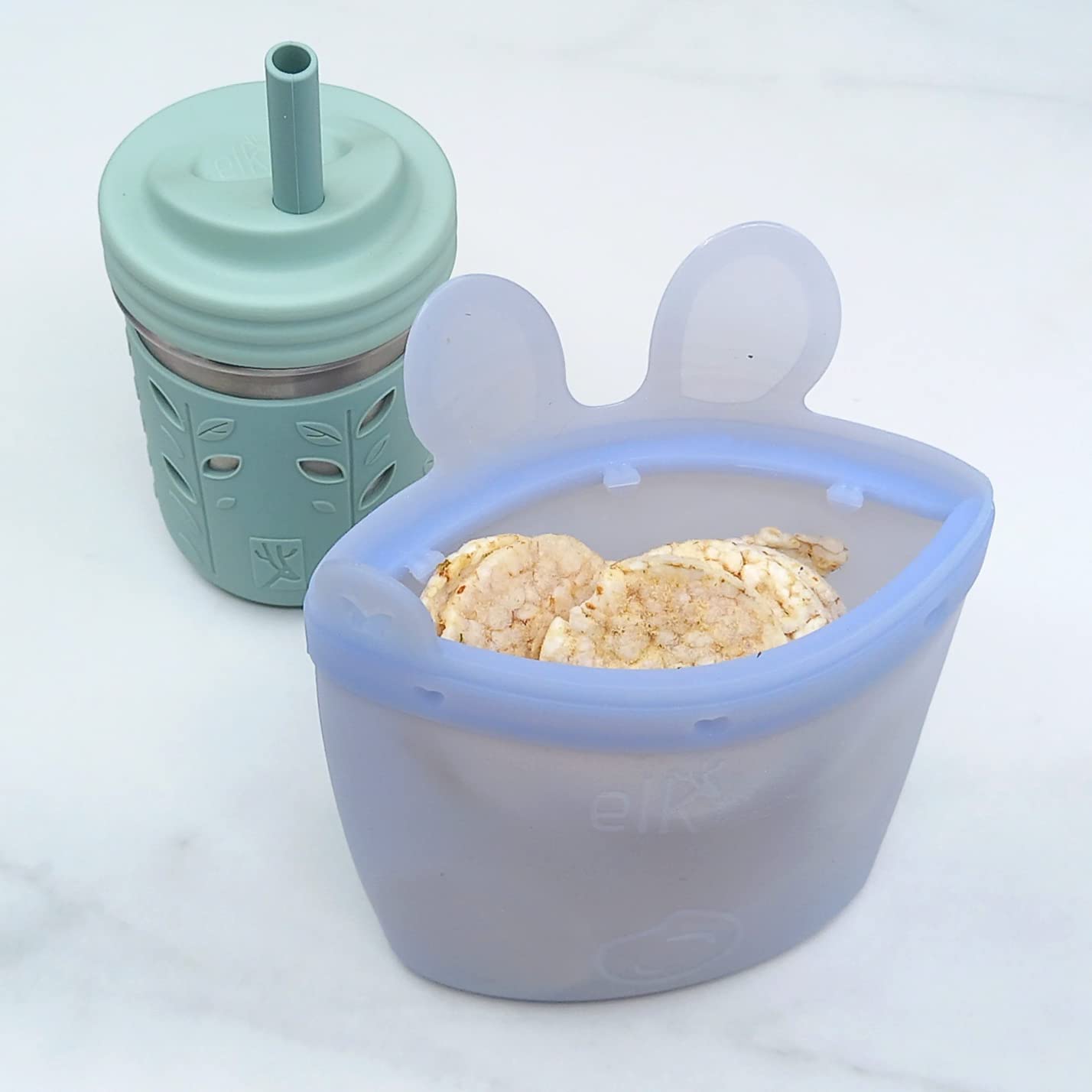 Elk and Friends Silicone Kids Snack Container | Food Grade Silicone | Reusable Pouch | Dishwasher Safe | 8oz Storage | 4 Pack