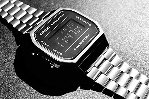 Casio A168WEM-1 Men's Youth Collection Mirror Dial Alarm Chronograph Illuminator Digital Watch
