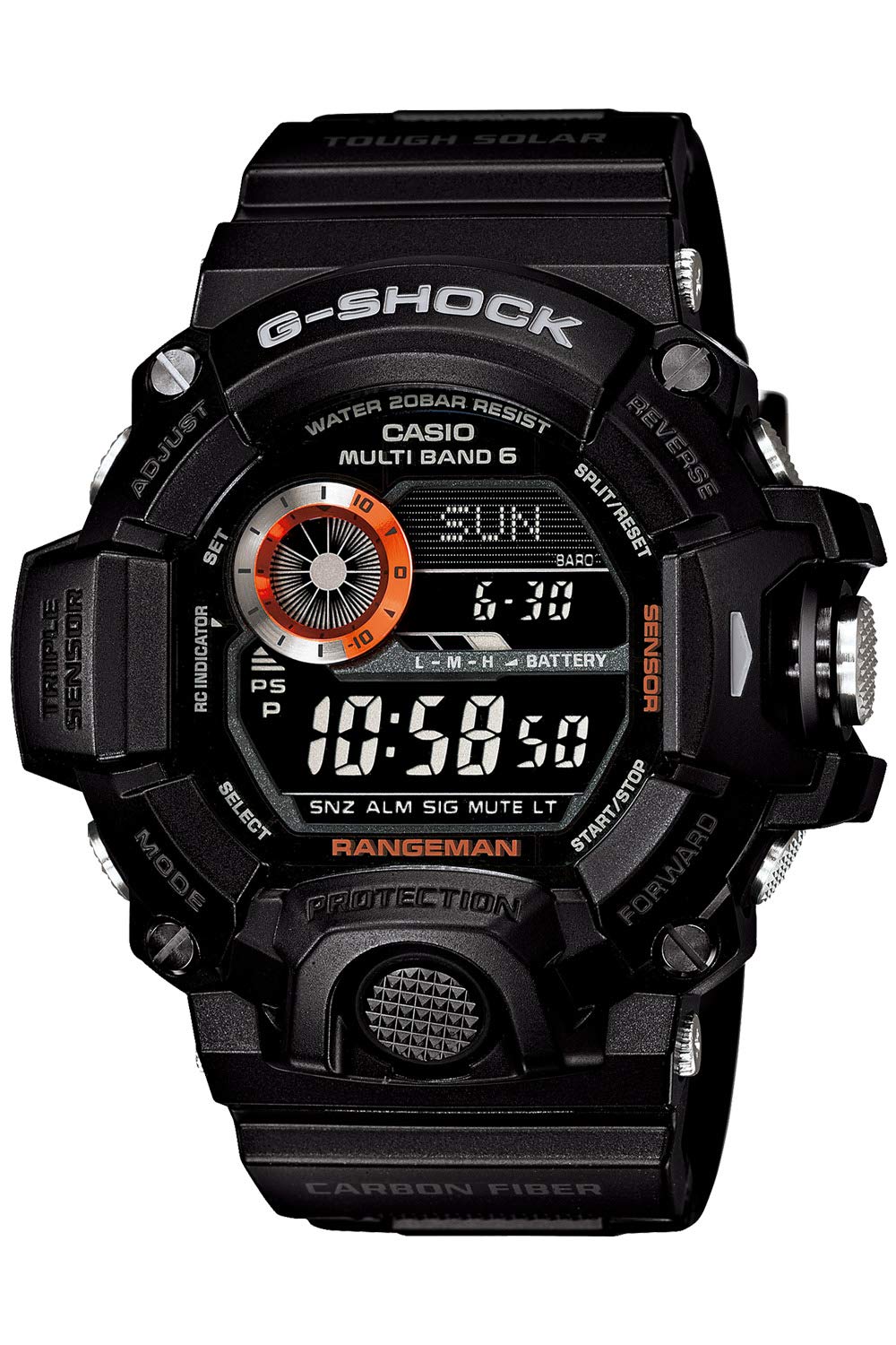 Casio Men's GW-9400BJ-1JF G-Shock Master of G Rangeman Digital Solar Black Carbon Fiber Insert Watch