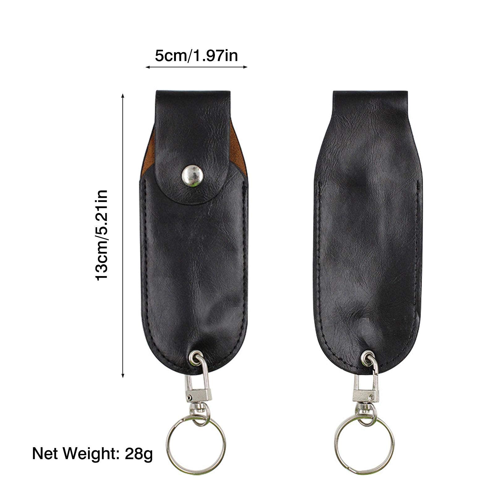 Doukedge Spray Pouch OC/Mace Spray Holder Leather Case for MK3 Canister, Soft Case & Key Ring Pepper Spray Belt Holster (Pepper Spray Not Included, Random Color)