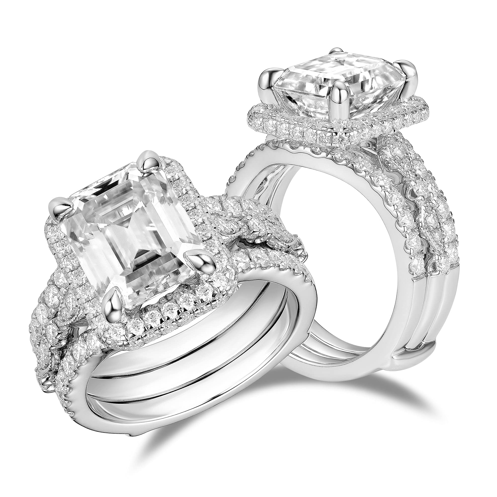 DovEggs 0.85CTW G-H-I 2.2mm Width Moissanite Lab Created Diamond Half Eternity Wedding Band 14K Gold Quality Silver Engagement Ring for Women (Wedding Band Only, 7)