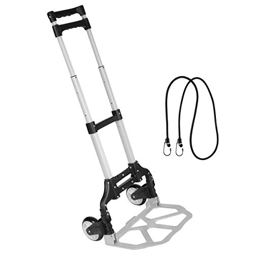 Folding Hand Truck, Gimify Dolly Cart Luggage Hand Cart Aluminum Box Cart Lightweight Portable with Telescoping Handle for Personal, Travel, Shopping, Moving, Office, 165 lbs Capacity (Black)
