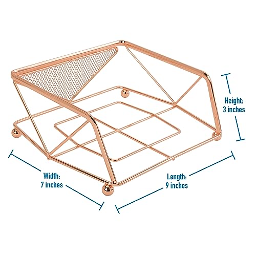 Kitchen Details Geode Free Standing Napkin Holder | Dimensions: 8. 25"x 7"x 3. 25" | Geometric Design | Freestanding | Rust Resistant | Kitchen Accessories | Chrome, Medium, Copper