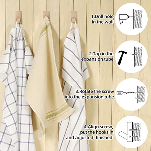 Laelr 6 Pack Wood Wall Hooks Wood Coat Hooks Wall Mounted Rustic Wooden Wall Hooks with 12 Screws Heavy Duty Wall Hanger Robe Hook for Hanging Coats Backpacks Hats Scarf Clothes Towels Bags 11-22lbs