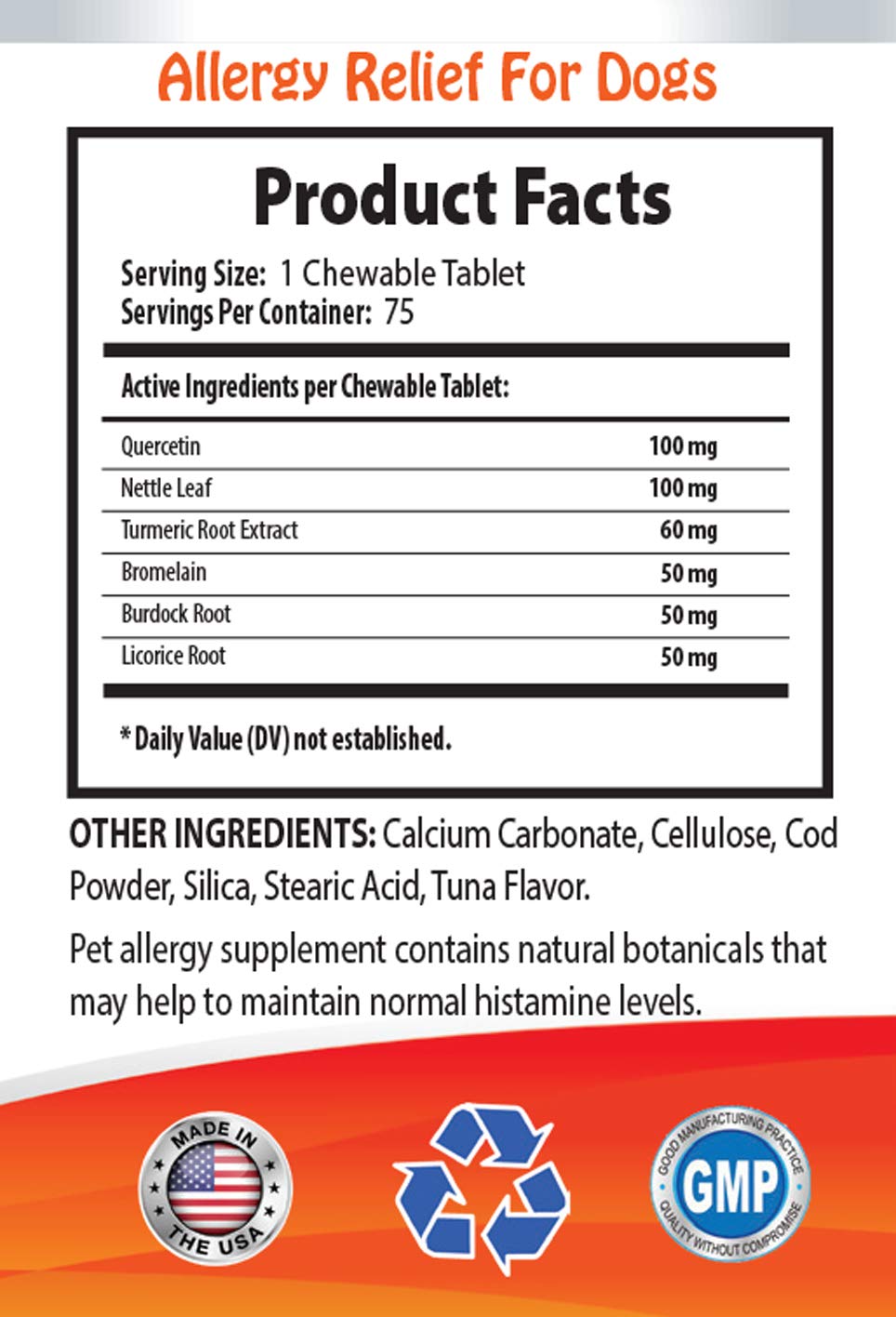 MY LUCKY PETS LLC Allergy Immune Bites for Dogs - Allergy Relief for Dogs Itch Relief Support - Key Ingredients - Nettle for Dogs - 1 Bottle (75 Chewable Tablets)