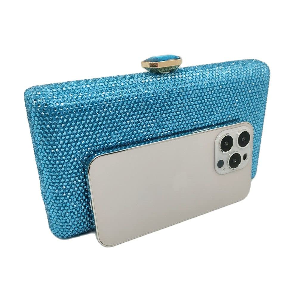 DG PEAFOWL Elegant Crystal Evening Bags Wedding Handbags Bridal Purse Women Box Clutch (sky blue)