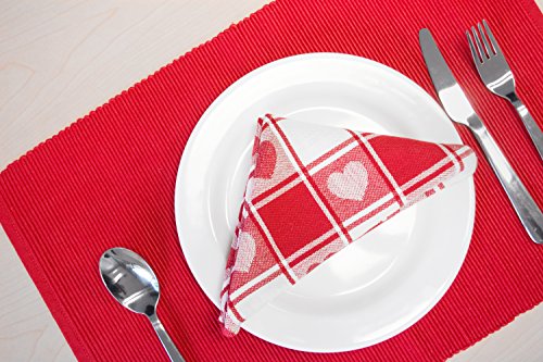 DII Valentine's Day Collection, Napkin Set, 20x20, Checkered Heart, 6 Piece