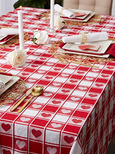 DII Valentine's Day Tablecloth Check Collection, Tablecloth, 60x84, Checkered Hearts