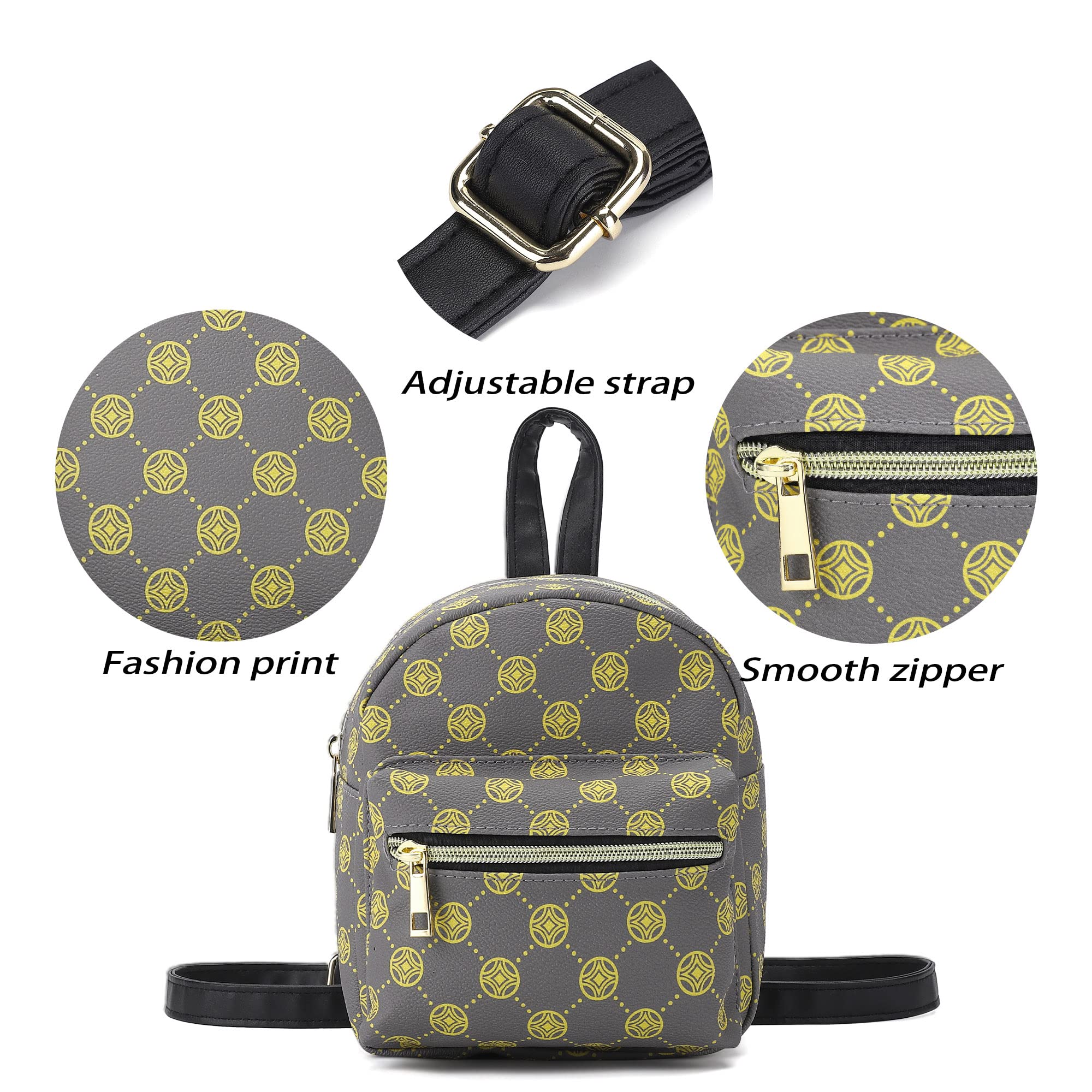 Casual Daypacks Water Resistant Casual Daypack Backpack with Copper Coin Pattern Mini Backpack for Women(Khaki)