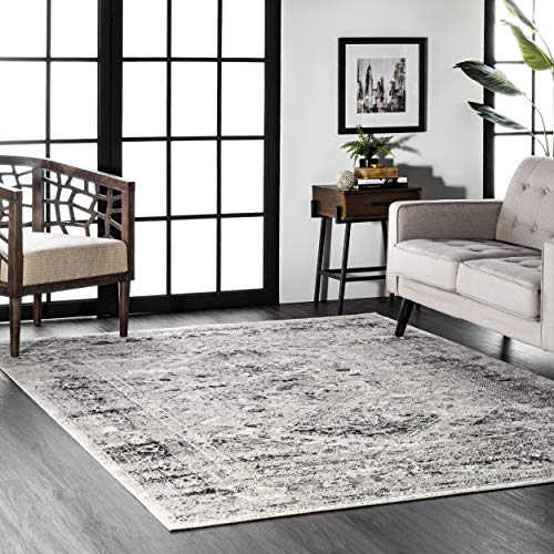nuLOOM Madisson Vintage Faded Medallion Area Rug, 5x8, Silver