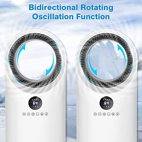 Evaporative Air Cooler, LifePlus 3 in 1 Portable Bladeless Fan with Wheel, Cooling & Humidification Function, Water Swamp Cooler with 1.32 Gallon Water Tank, 12H Timer and Remote Control for Bedroom