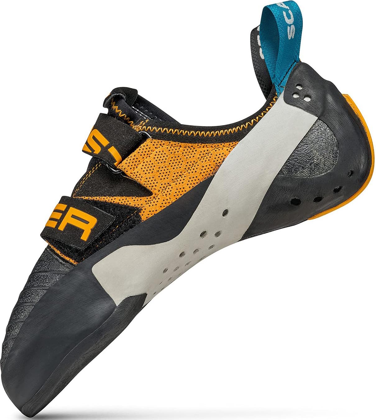 SCARPA Booster Vegan Rock Climbing Shoes for Sport Climbing and Bouldering - Specialized Performance for Sensitivity and Support - Black/Orange - 7