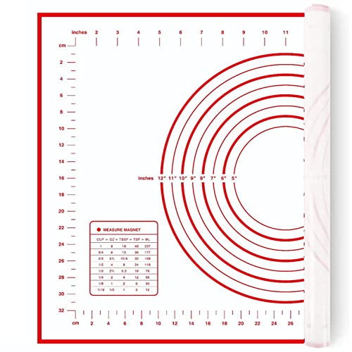 Extra Large Pastry Mat with Measurements 3 Size - 11 Inch, 16 Inch, 24 Inch, Nonstick Silicone Baking Fondant Measuring Pad for Rolling Dough Pie Crust, Pizza and Cookies