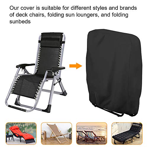 Naiveroo Outdoor Zero Gravity Folding Chair Cover Waterproof Dustproof Lawn Patio Furniture Covers All Weather Resistant 28"x43"(Black)