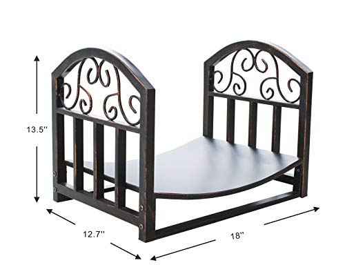 Everflying Wrought Iron Log Rack, Firewood Storage Holder, Heavy Duty Log Bin, Fireside Log Carrier for Fireplace Stove Accessories
