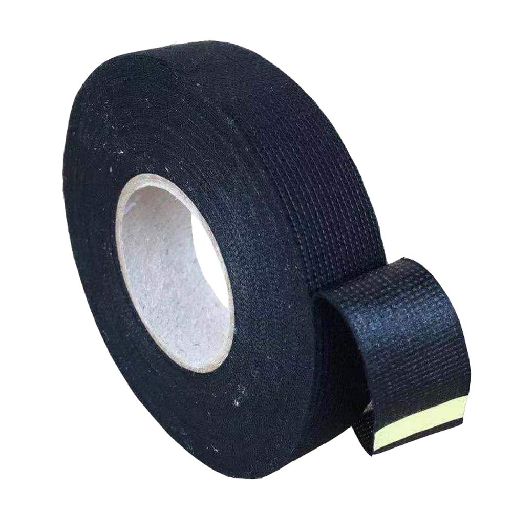 Seigun,Wire Harness Automotive Cloth Tape, Black Wire Loom Harness Tape,High Temp Wire Harness Wrapping Tape,Noise Damping Heat Proof,Felt Tape (19MM × 15M)(2pack)