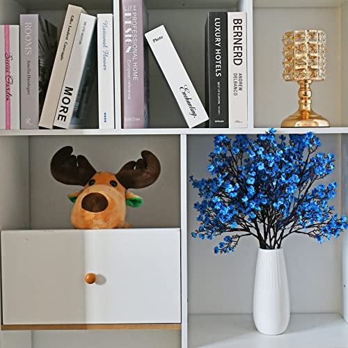 Mandy's 6 Bundles Royal Blue Flowers Silk Babys Breath Artificial Flowers Fall Flowers Gypsophila Bouquet 19.7" for Home Kitchen Wedding Party Decorations (Vase not Include)