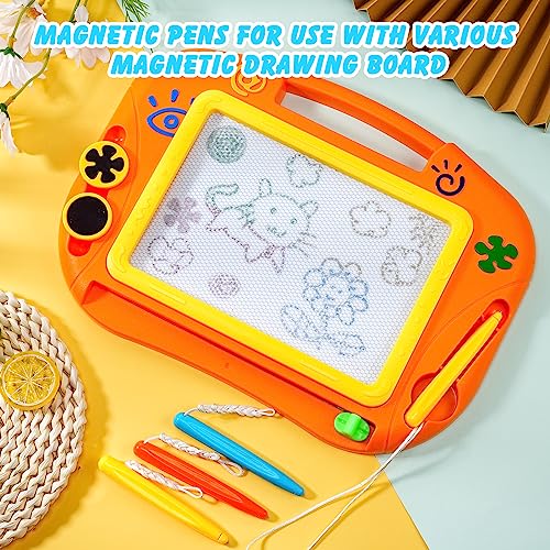 Qilery 12 Pcs Replacement Stylus Magnetic Drawing Pen Magnet Replacement Pens with Rope Educational Toys for Magnetic Drawing Board Magnapad Writing Tablet A to Z and Numbers 0-9, Blue Yellow Orange