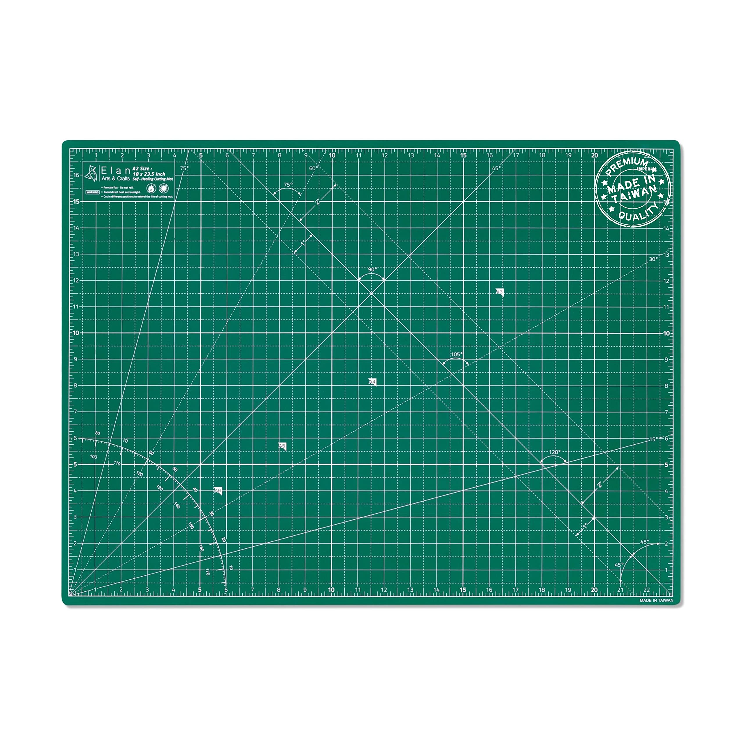 Elan Cutting Mat A2 Green, Self Healing Cutting Mat 18 x 24 INCH, 5-Ply Craft Mat Green, Hobby Cutting Mat 18x24 INCH, Fabric Cutting Board for Crafts, Quilting Cutting Board, Cutting Mats for Crafts