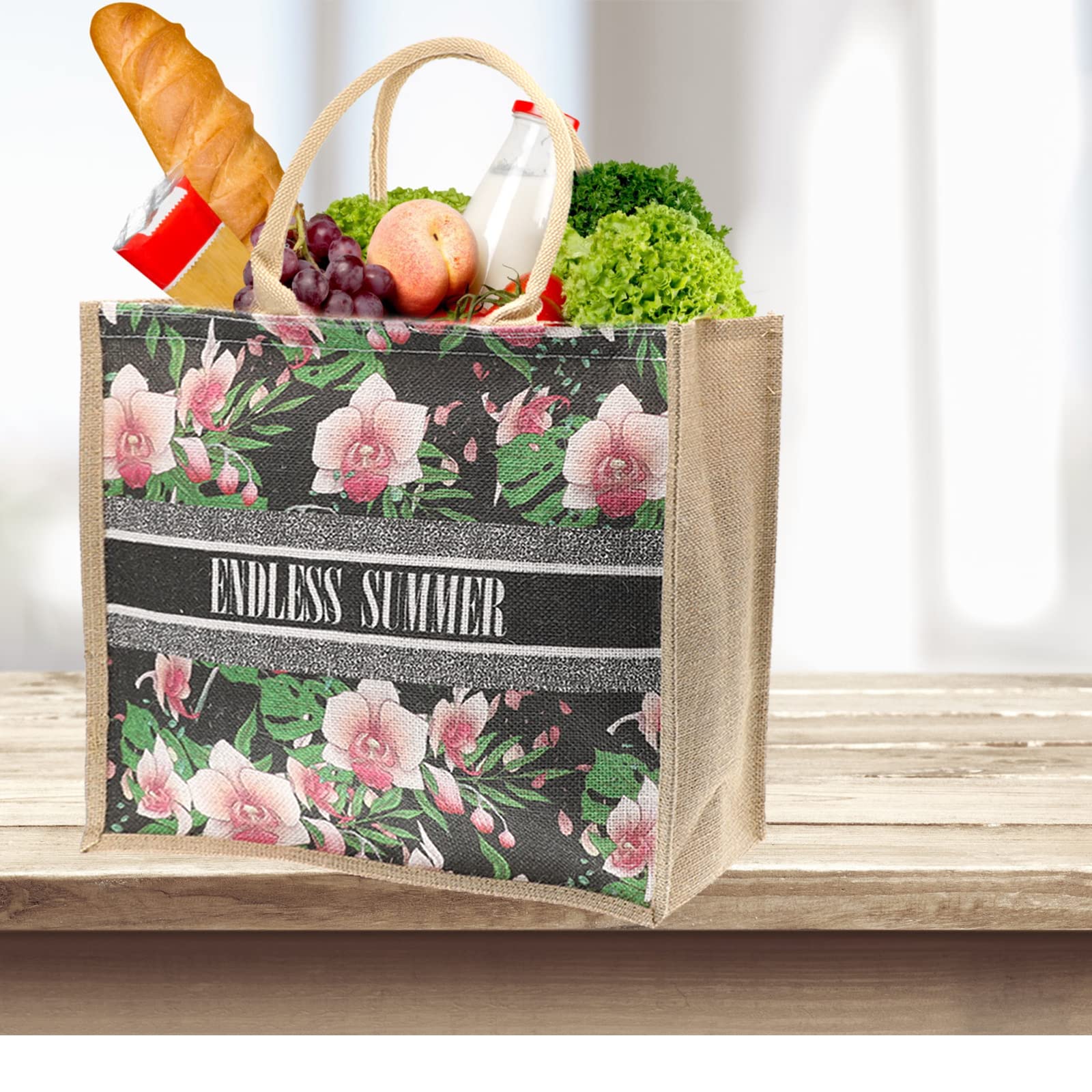 CIOOU Waterproof Beach Bag Straw totes Large Burlap Tote Bags Reusable Jute Bags Grocery Store Shoulder Handbag for Women