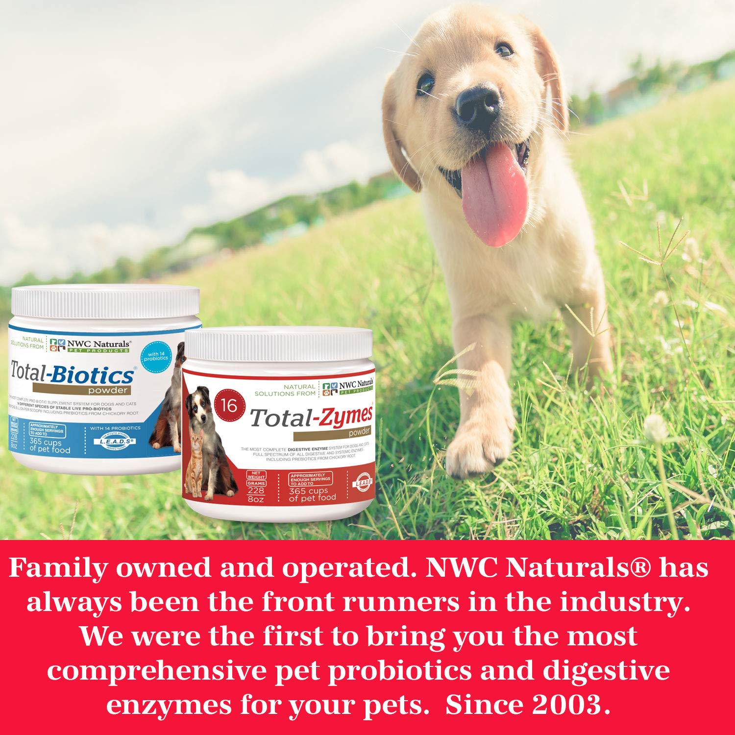 NWC Naturals Mini-Twin Pack 2.22oz Probiotics and Digestive Enzymes for cats and dogs. Smaller Size.