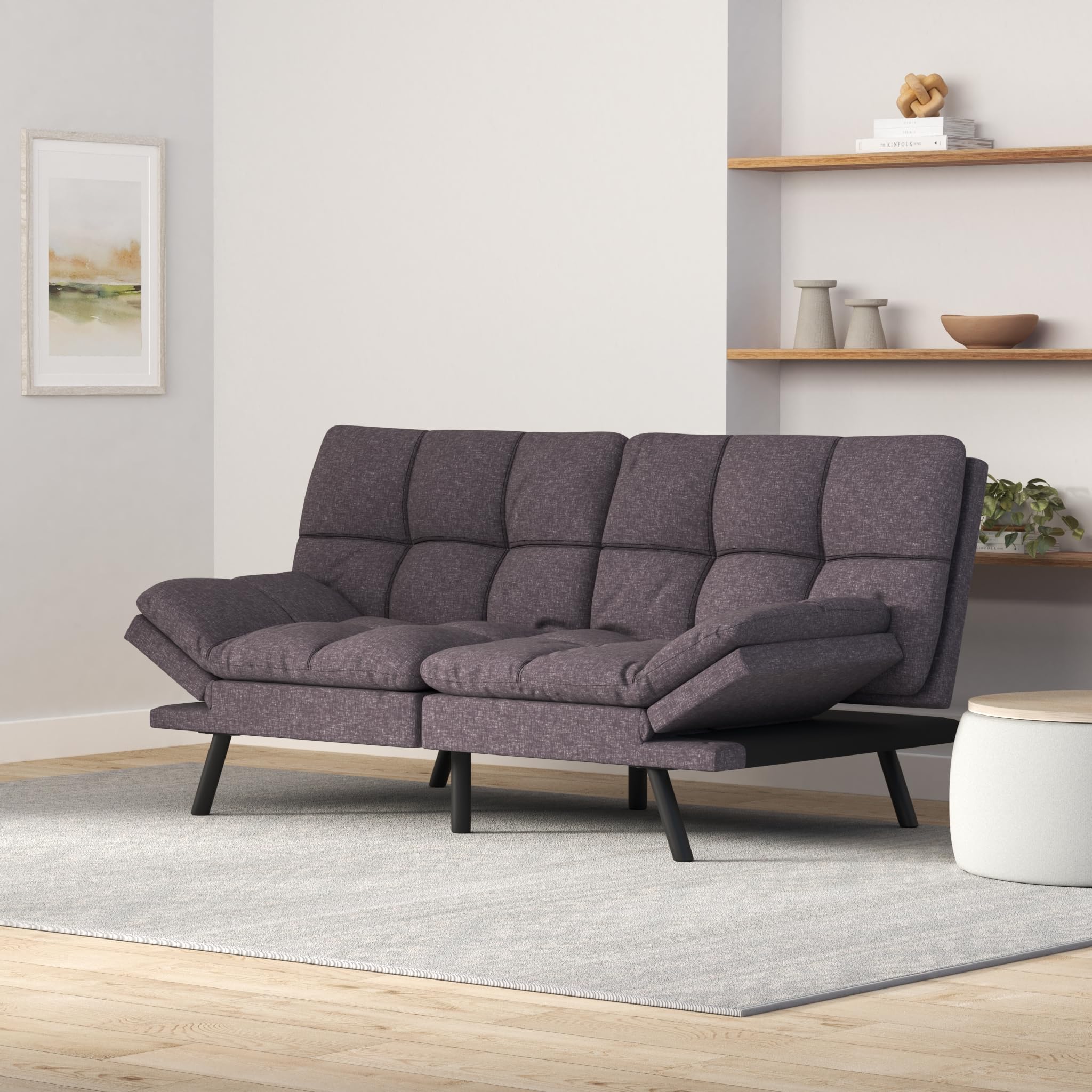 MUUEGM Futon,Convertible Futon Sofa Bed,Memory Foam Futon Couch,Futon Bed,Sofa Bed Couch,Modern Love seat Sofa,Sleeper Splitback Sofa for Compact Space,Apartment,Office,Living Room,Grey