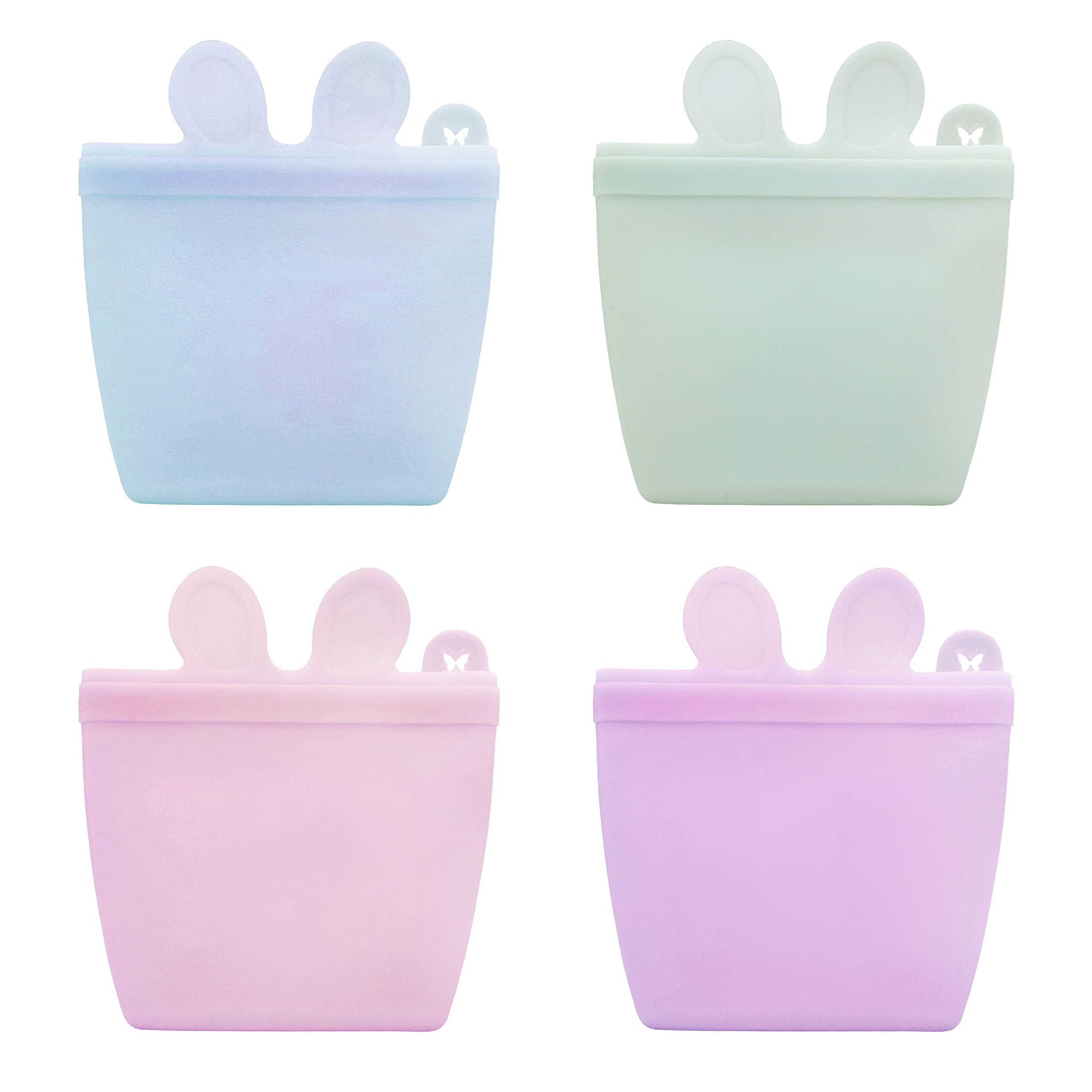 Elk and Friends Silicone Kids Snack Container | Food Grade Silicone | Reusable Pouch | Dishwasher Safe | 8oz Storage | 4 Pack