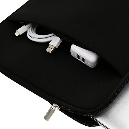 RAINYEAR 14 Inch Laptop Sleeve Case Protective Soft Padded Zipper Cover Carrying Computer Bag with Front Pocket & Accessories Pouch,Compatible with 14" Notebook Chromebook Tablet Ultrabook(Black)