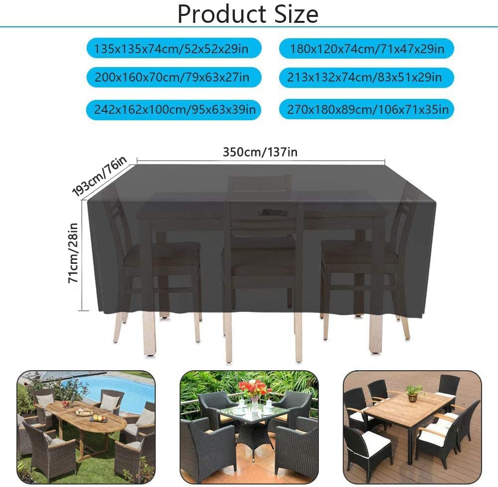 Kingling Patio Furniture Covers, Outdoor Furniture Cover Waterproof Rectangle Outdoor Table Cover Patio Covers for Outdoor Sectional Cover (52" X52" X29")