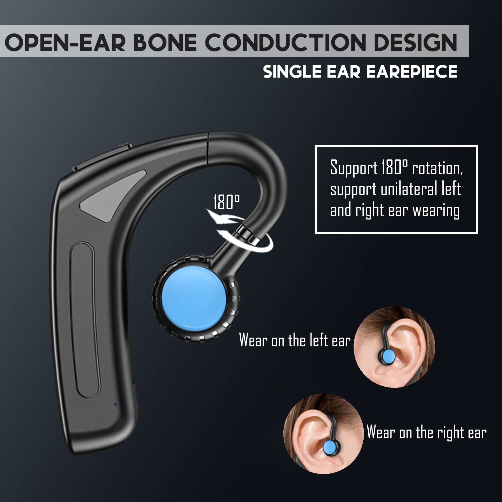ESSONIO Bone Conduction Headphones Bluetooth earpiece Open Ear Headphones with Microphone for Cell Phone Computer IPX5 Waterproof Workout Headphones Hands Free for Sports Running…