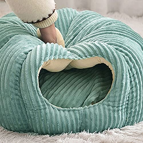 Houchu Large Cat House with Cushion Winter Warm Pet Basket Pet Sleeping Bed Puppy Kitten Rabbit Kitten Cave for Small Cats Dogs(L40xW40xH38CM,Green)